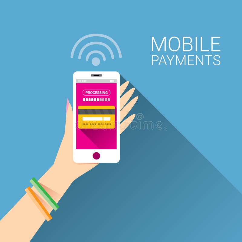 Smartphone Processing of Mobile Payments Stock Vector - Illustration of ...
