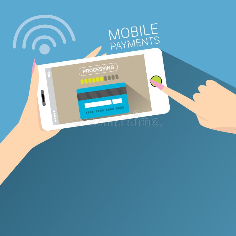 Smartphone Processing of Mobile Payments Stock Vector - Illustration of ...