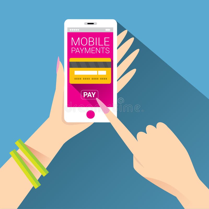 Smartphone Processing of Mobile Payments Stock Vector - Illustration of ...