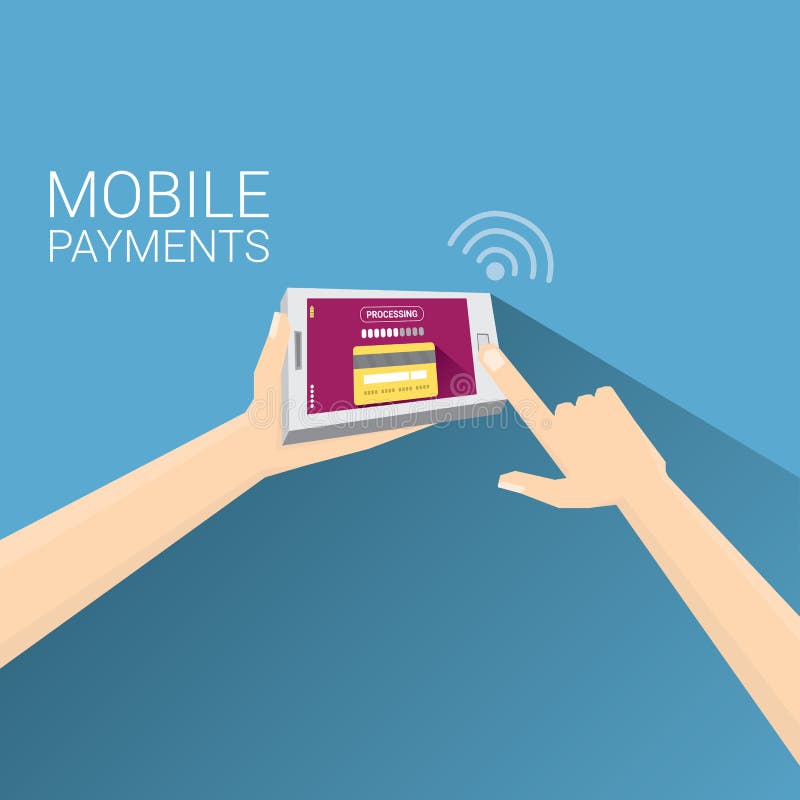 Smartphone Processing of Mobile Payments Stock Vector - Illustration of ...