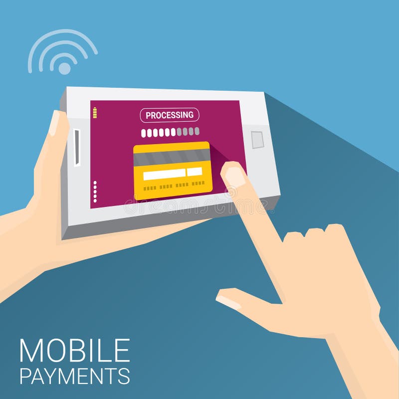 Smartphone Processing of Mobile Payments Stock Vector - Illustration of ...
