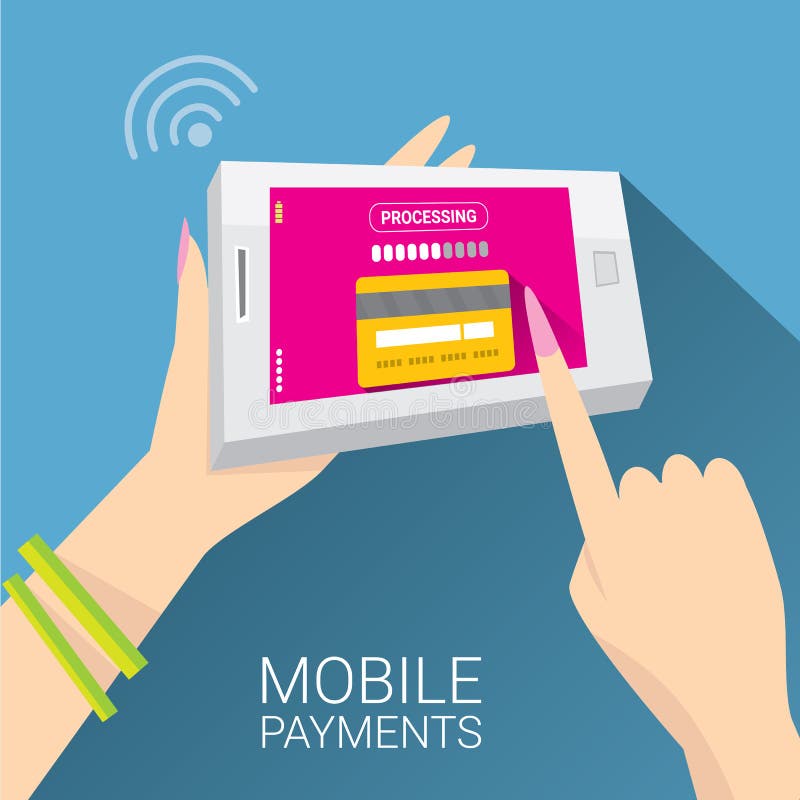 Smartphone Processing of Mobile Payments Stock Vector - Illustration of ...