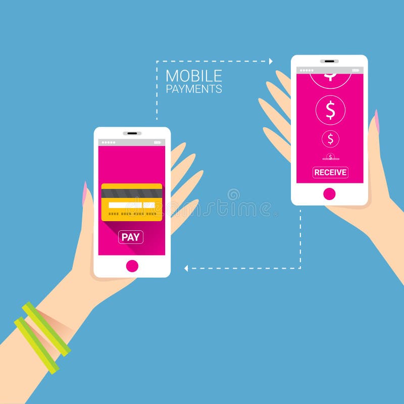 Smartphone Processing of Mobile Payments Stock Vector - Illustration of ...