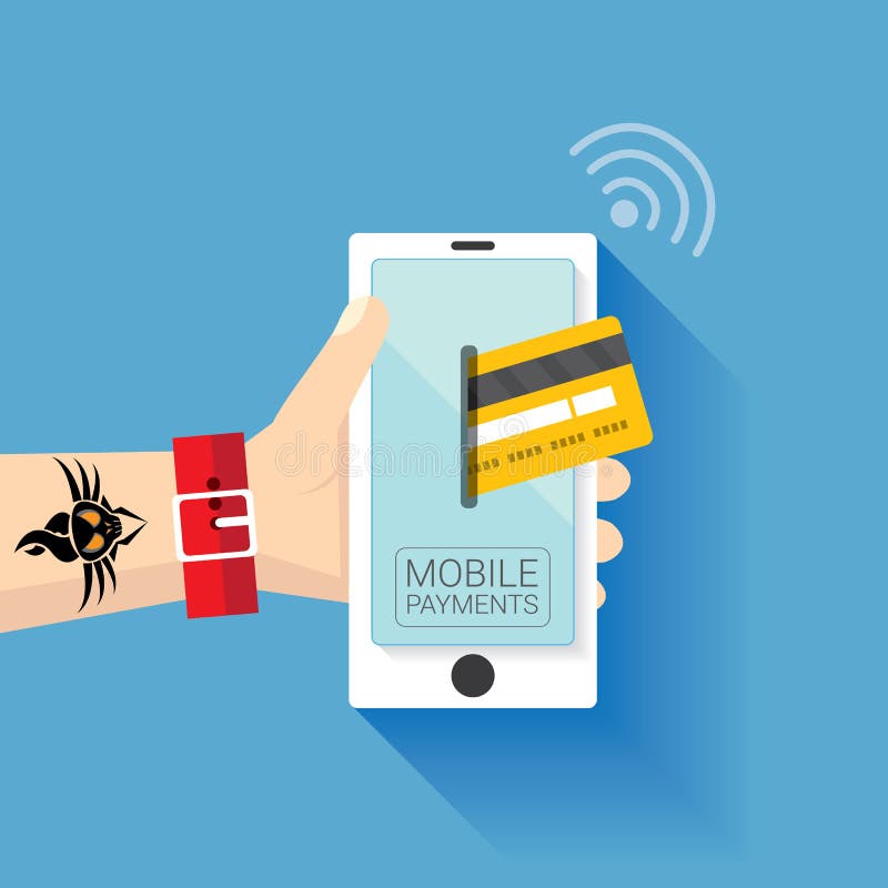 Smartphone Processing of Mobile Payments Stock Vector - Illustration of ...