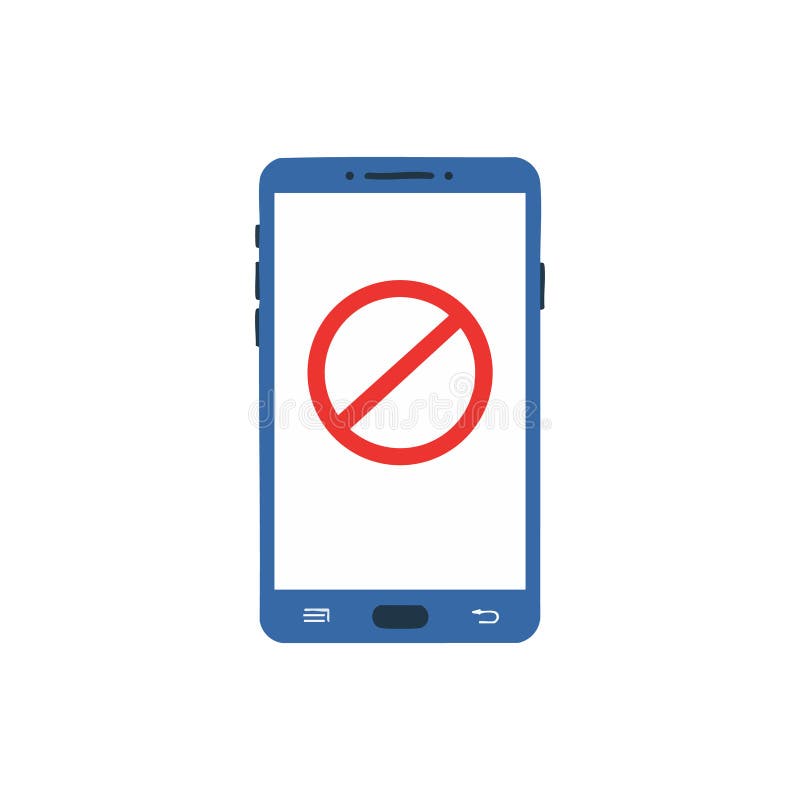 Smartphone with Prohibition Symbol on Screen Mobile Device Warning Sign ...