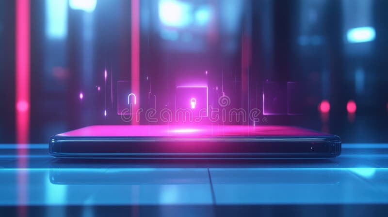 Smartphone Protecting User Data with Futuristic Security Icons in ...