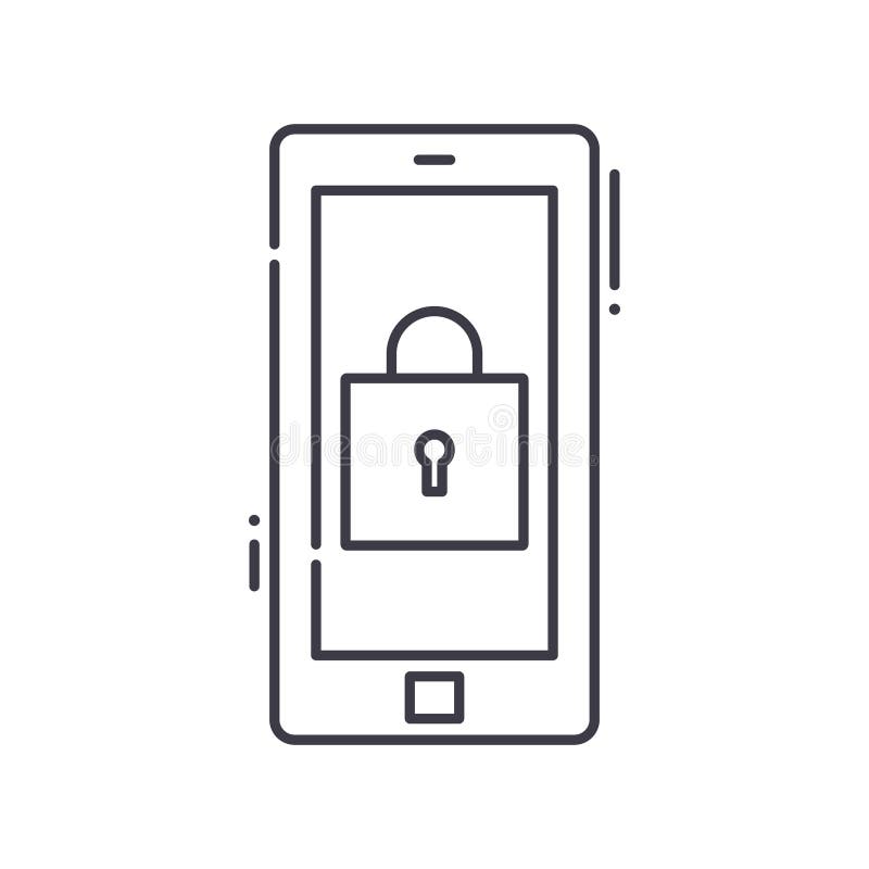 Smartphone Protection Icon, Linear Isolated Illustration, Thin Line ...