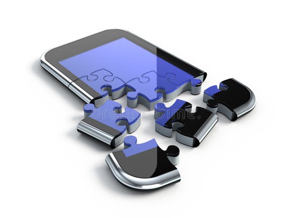 Smartphone puzzle stock illustration. Illustration of render - 19700354