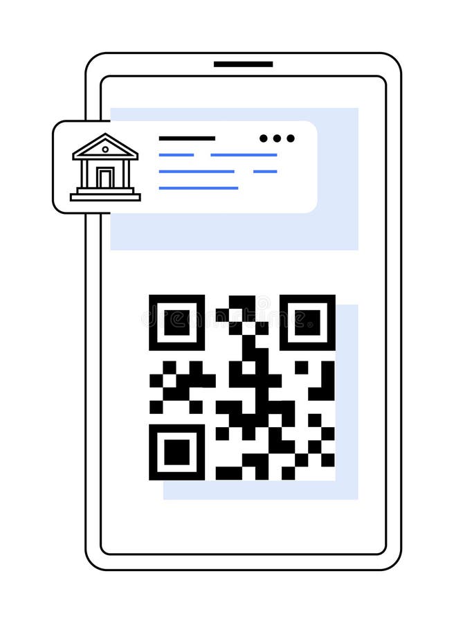 Smartphone Displaying QR Code for Bank Payment Stock Illustration ...