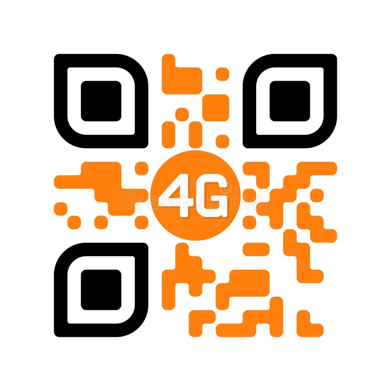 Smartphone Readable QR Code with 4G Yellow Icon Stock Vector ...