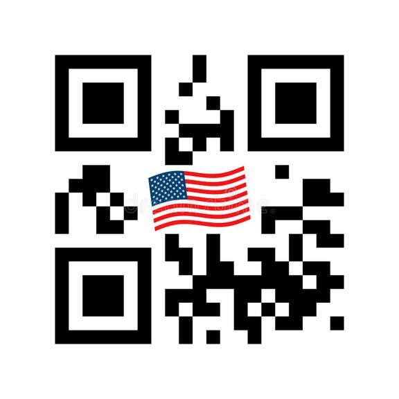Smartphone Readable QR Code with USA Flag Icon Stock Vector ...
