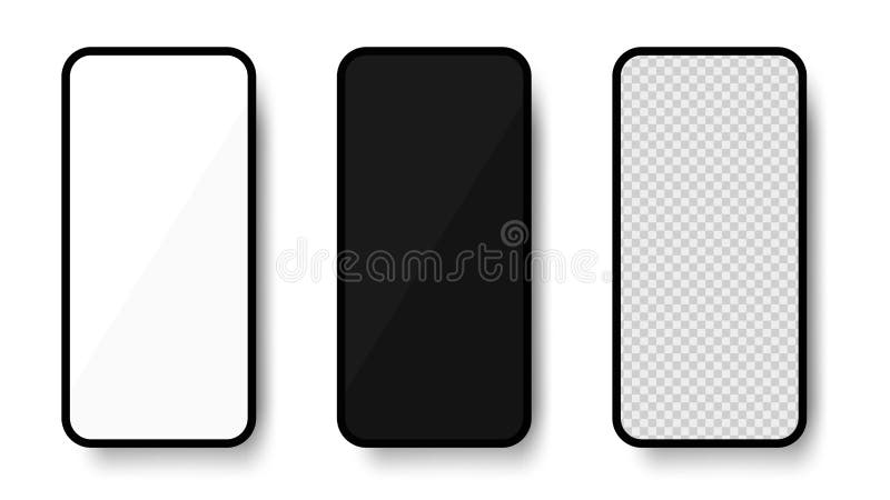 Smartphone Realistic Mockup. 3D Smartphones with Blank Screens. Front ...
