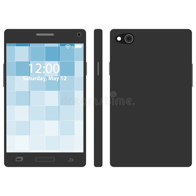 Smartphone, Two Sides. Front Side with a Yellow-gray Screen, Monitor ...