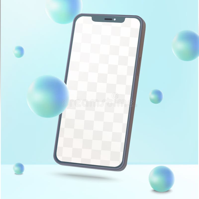 Smartphone Realistic Vector Mockup with Abstract 3D Shapes Stock Vector ...