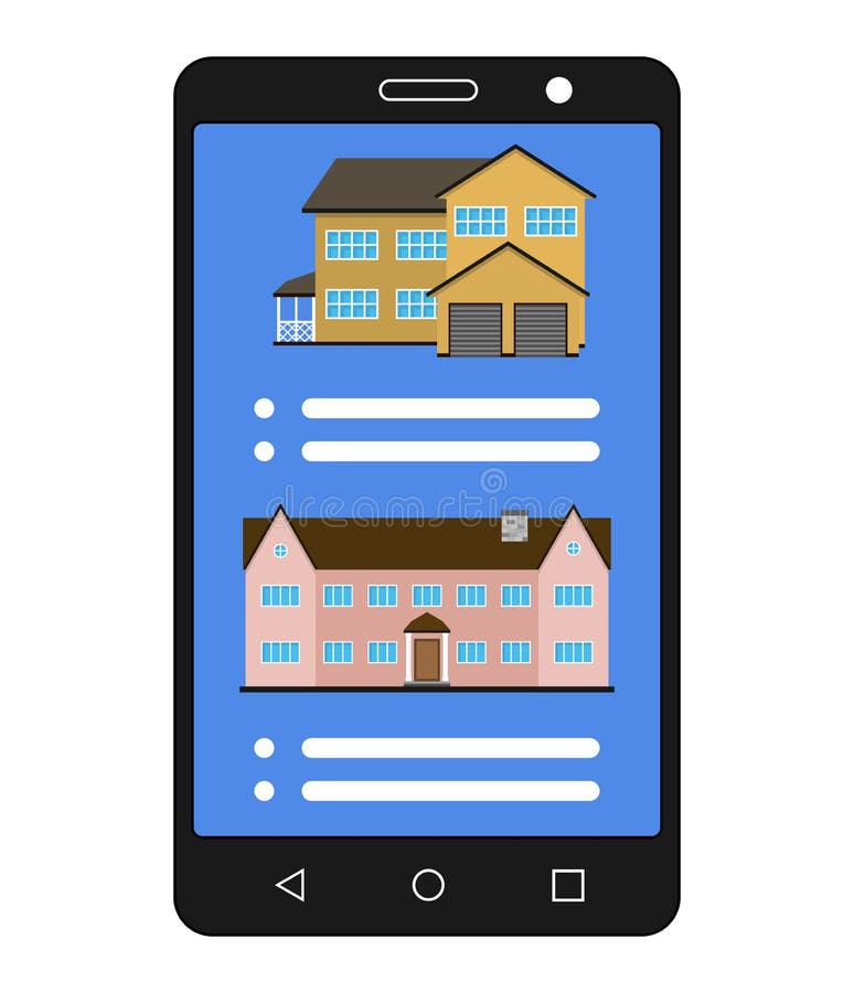 Smartphone with Realty App. House Sale Stock Vector - Illustration of ...
