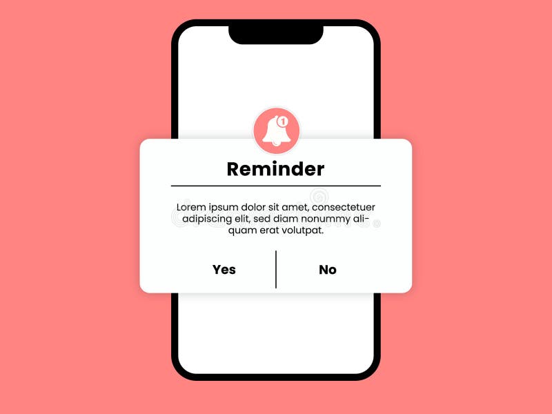 Smartphone Received a Reminder Ui Application Template Stock Vector ...