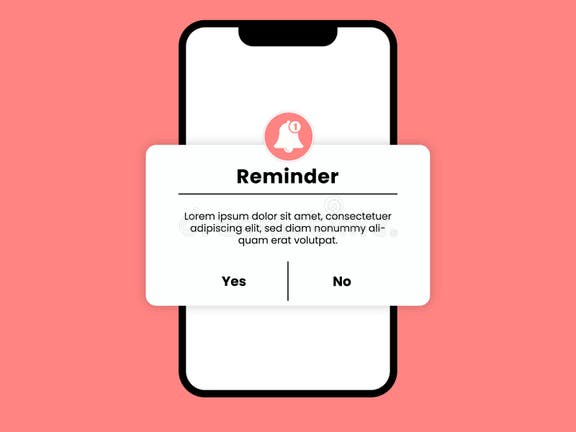 Smartphone Received a Reminder Ui Application Template Stock Vector ...