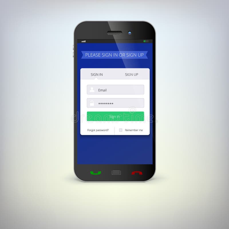 Smartphone with Registration Form. Stock Vector - Illustration of ...