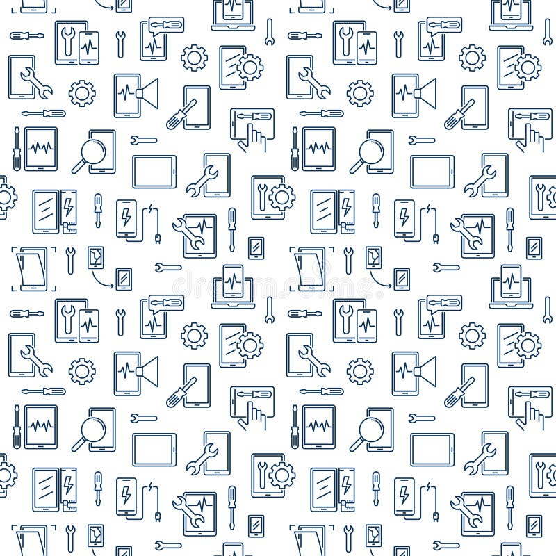 Smartphone Repair Service Vector Line Seamless Pattern Stock Vector ...