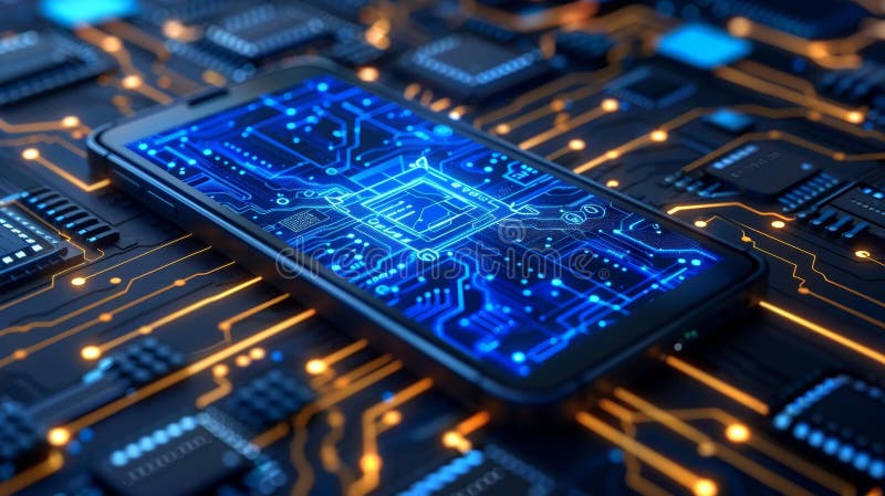 A Smartphone Rests on a Circuit Board Design, Highlighting the ...