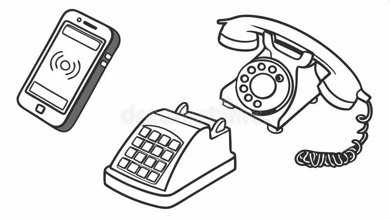 Smartphone and Retro Phone, Communication Technology Vector Design ...