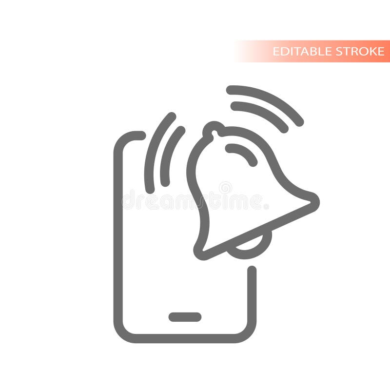 Smartphone and Ringing Bell Line Vector Icon Stock Vector ...