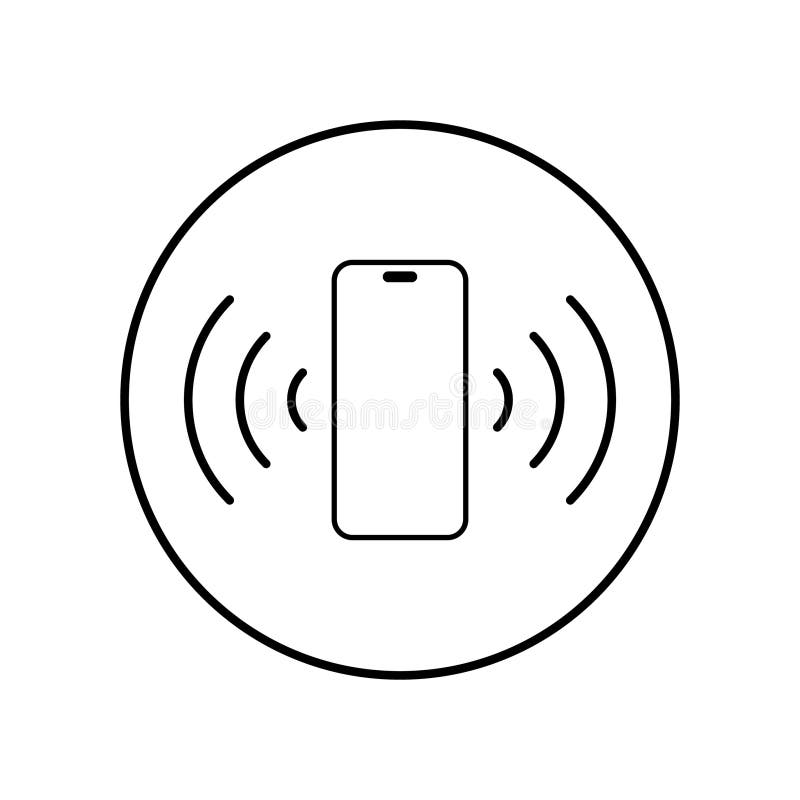 Smartphone Ringing Icon. Mobile Phone Vibrating Symbol in Circle Line ...