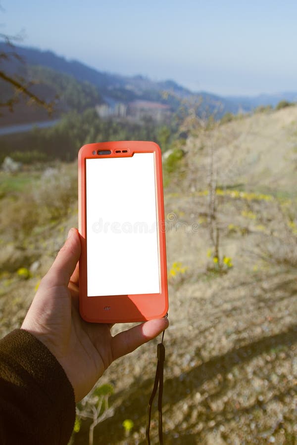 Smartphone use in hand stock image. Image of electronic - 136230223