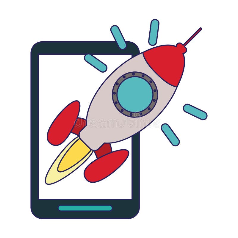 Smartphone with Rocket Start Up on Screen Stock Vector - Illustration ...
