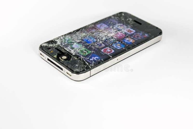 Smartphone roto pantalla foto editorial. Imagen de dispositivo - 126397791