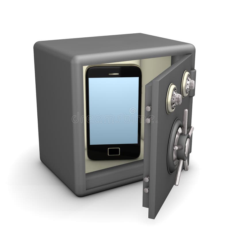 Smartphone with safe door stock illustration. Illustration of cell ...