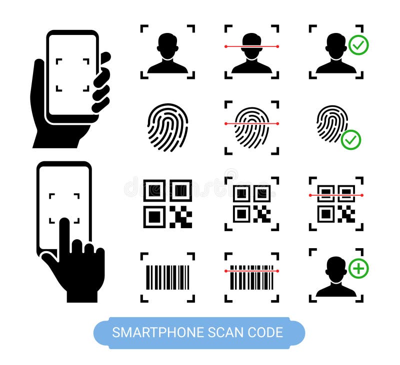 Smartphone Scan QR Code, Find Friend, Barcode Icon Stock Illustration ...
