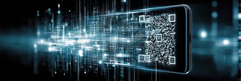 Smartphone Scanning QR Code with Futuristic Visuals Highlighting ...