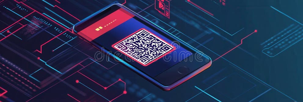 Smartphone Scanning QR Code for Order Pickup in a Futuristic, High-tech ...