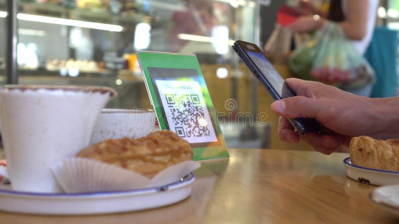 Smartphone Scanning the Recipients QR Code. Mobile Banking Stock Image ...