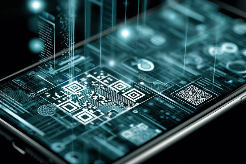 Smartphone Scans QR Code Amidst Futuristic Visuals Revealing Advanced ...