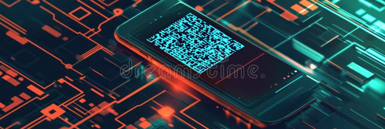 Smartphone Scans QR Code for Order Pickup in a Sleek Futuristic Digital ...