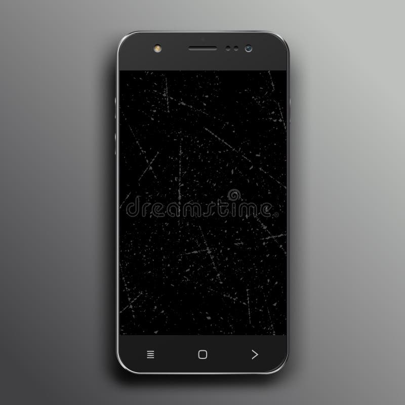 Smartphone with a Scratched Screen Stock Vector - Illustration of ...
