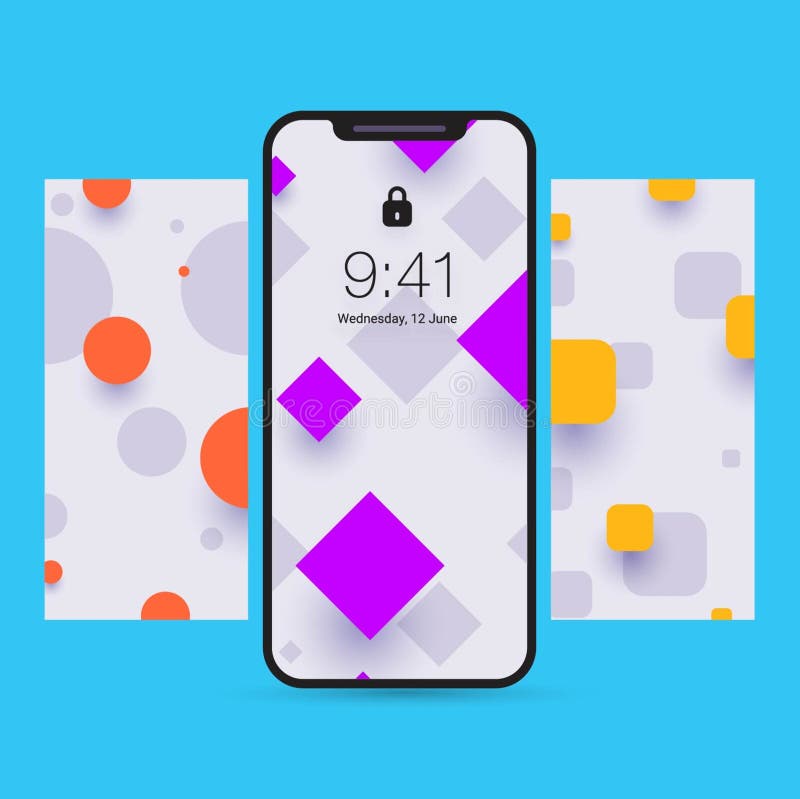 Smartphone Screen with Abstract Geometric Wallpaper Design Stock ...