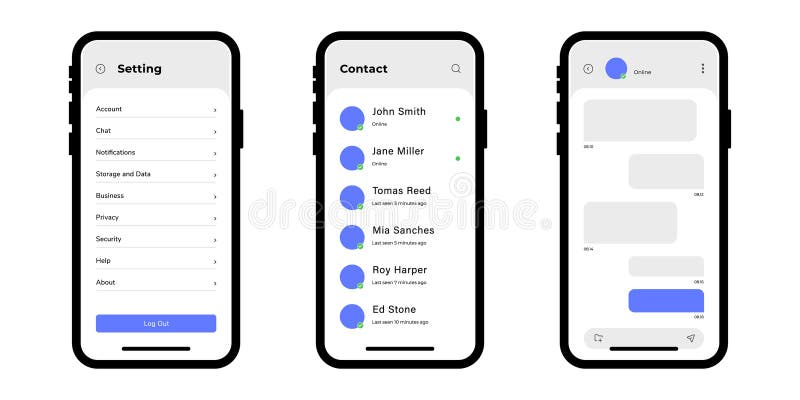 Smartphone Screen with Chat Messenger App Frame Stock Vector ...