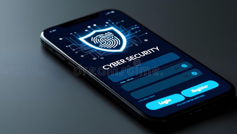 Smartphone Screen with Cyber Security Concept: Protective Shield and ...