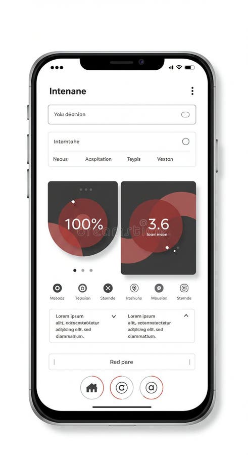A Smartphone Screen Displaying an Abstract App Interface with Two Main ...