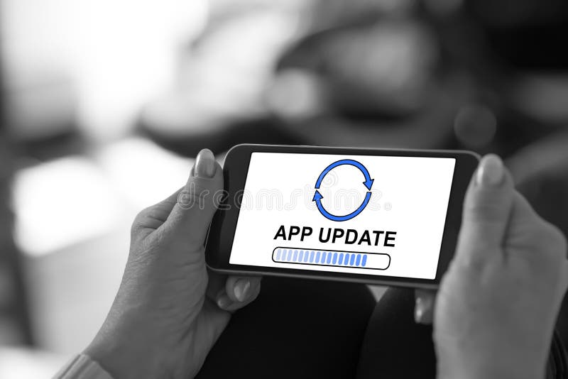 App Update Concept on a Smartphone Stock Photo - Image of mobile ...