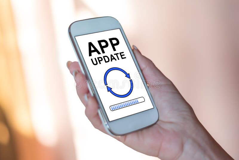 App Update Concept on a Smartphone Stock Image - Image of data ...
