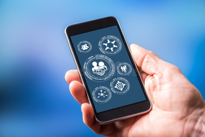 Collaboration Concept on a Smartphone Stock Photo - Image of together ...