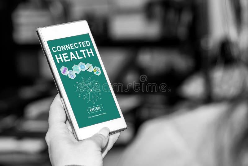 Connected Health Concept on a Smartphone Stock Image - Image of hand ...