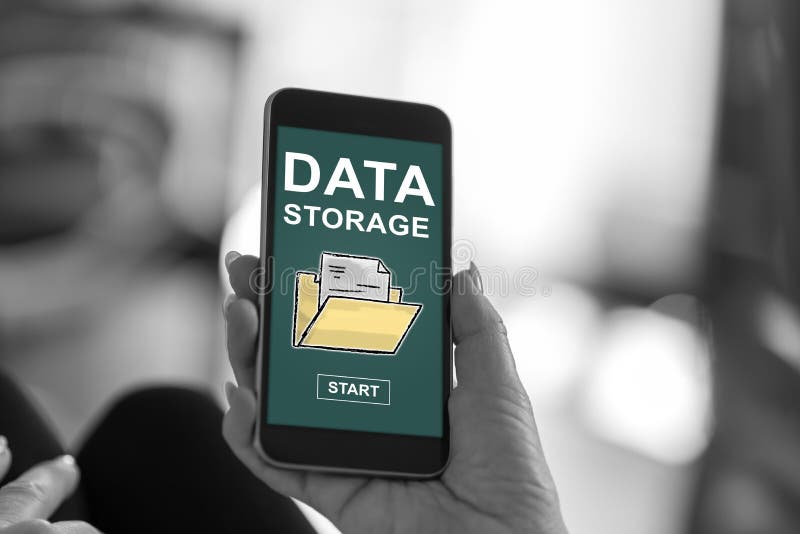 Data Storage Concept on a Smartphone Stock Photo - Image of icon ...