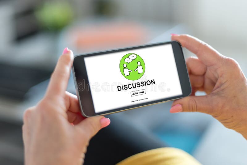 Discussion Concept on a Smartphone Stock Image - Image of business ...