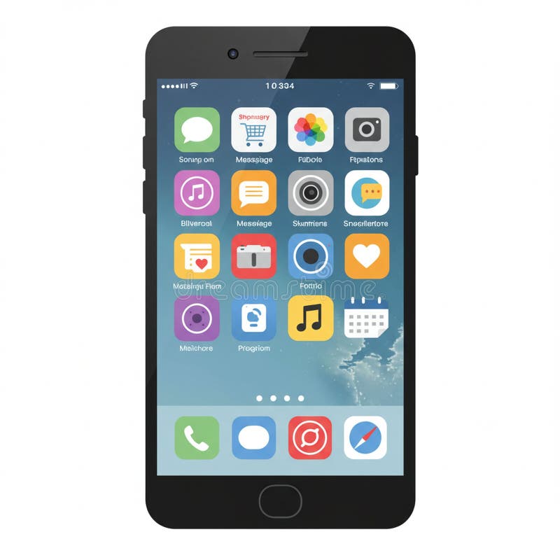 Smartphone Screen Displaying a Grid of App Icons with Various Colors ...