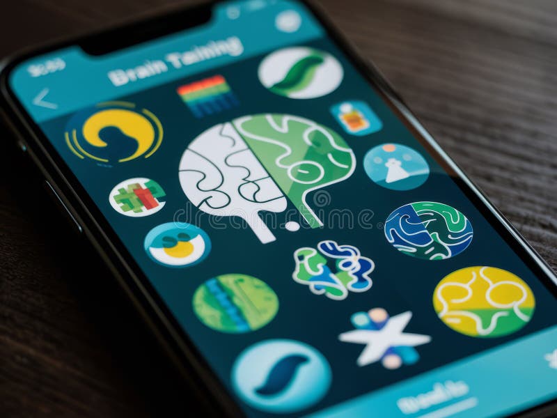 Smartphone Screen Displaying an Intuitive and Vibrant Brain Training ...